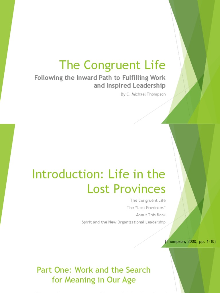 The Congruent Life: A Path to Meaning | PDF | Leadership | Cognitive ...