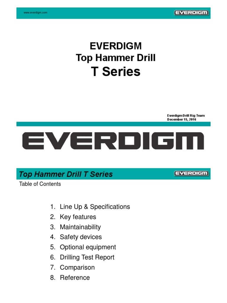 EVERDIGM T Series Drill Rig - 161215 | PDF | Drilling | Drilling Rig
