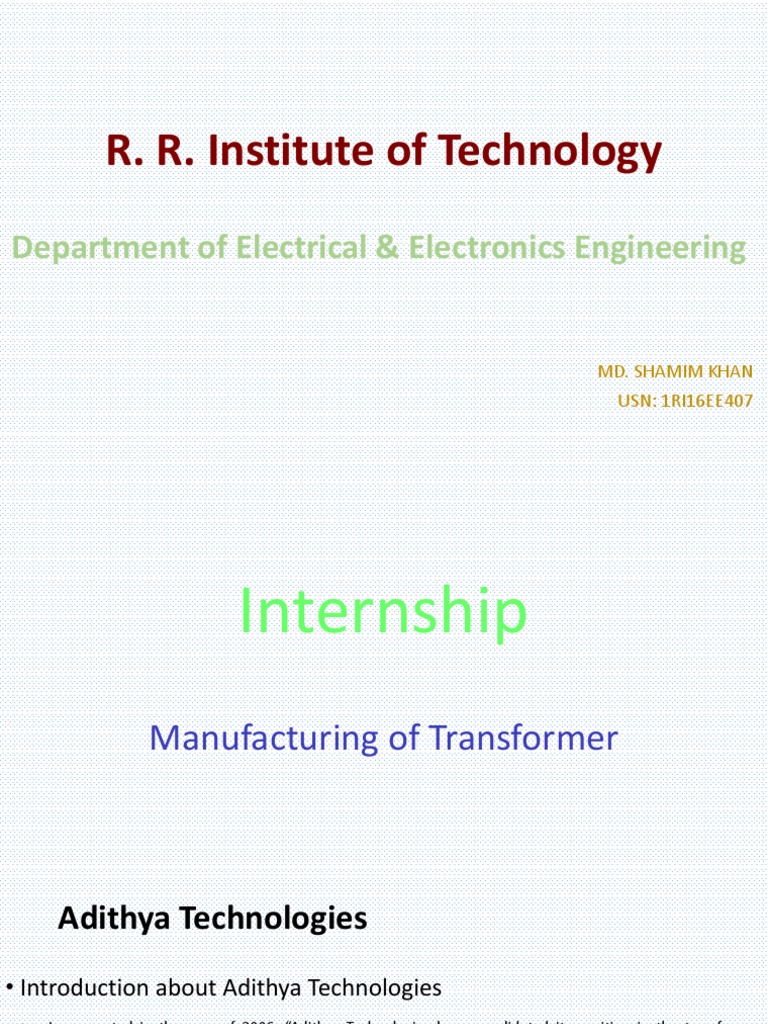 Transformer Intenship | PDF | Electromagnetic Induction | Transformer