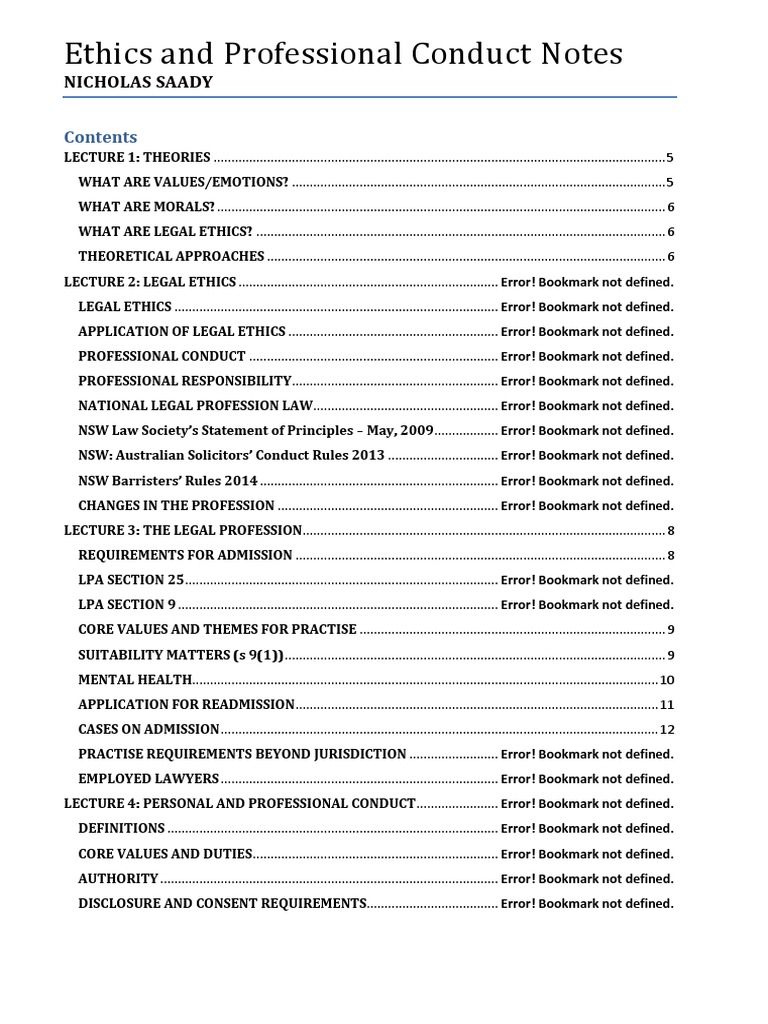 Ethics and Professional Conduct Notes: Nicholas Saady | PDF | Barrister ...