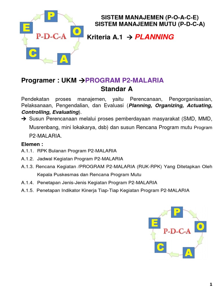 Poace Pdca P2 Malaria | PDF