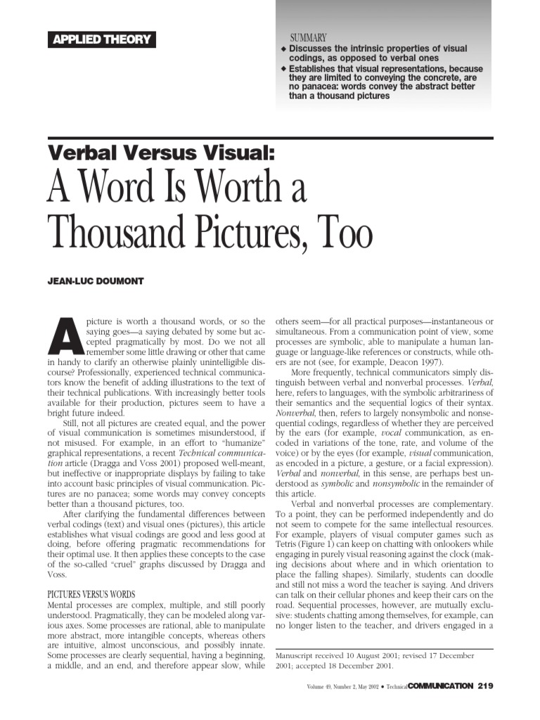 Visual vs. Verbal: Effective Use | PDF | Nonverbal Communication ...
