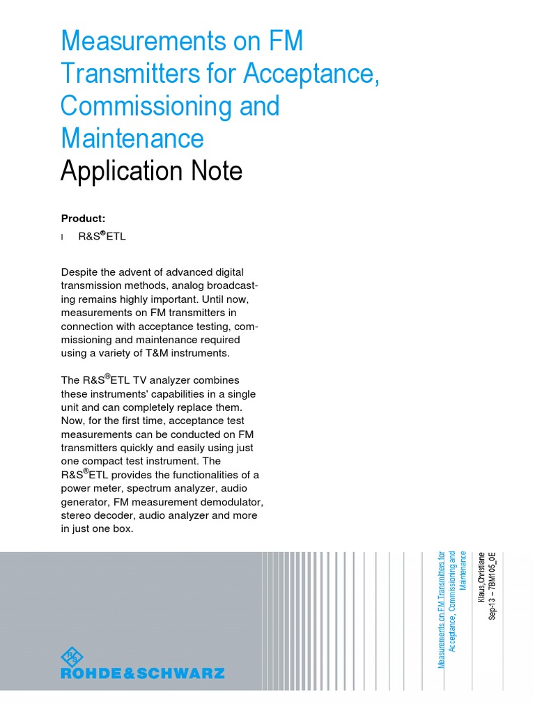 Application Note: Measurements On FM Transmitters For Acceptance ...