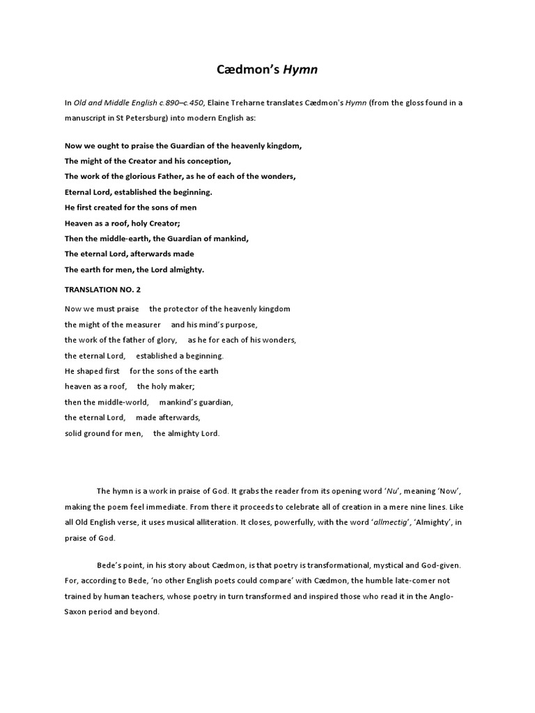 Caedmon's Hymn | Poetry