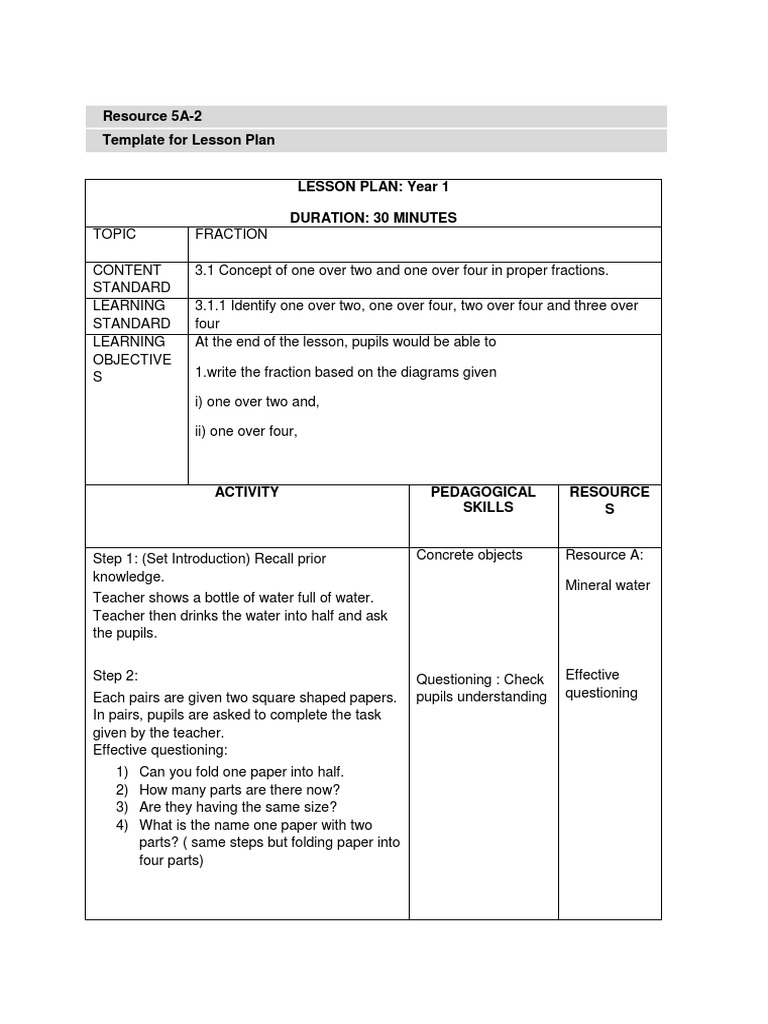 Pepe Azual - Resource 5A-2 Template For Lesson Plan | Download Free PDF ...