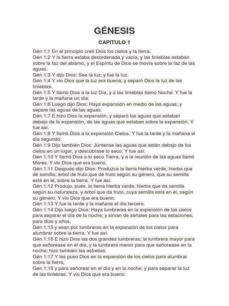 Génesis Cap 1 - Cap 2 - Cap 3 | PDF | Bereshit (parashá) | Adán y Eva