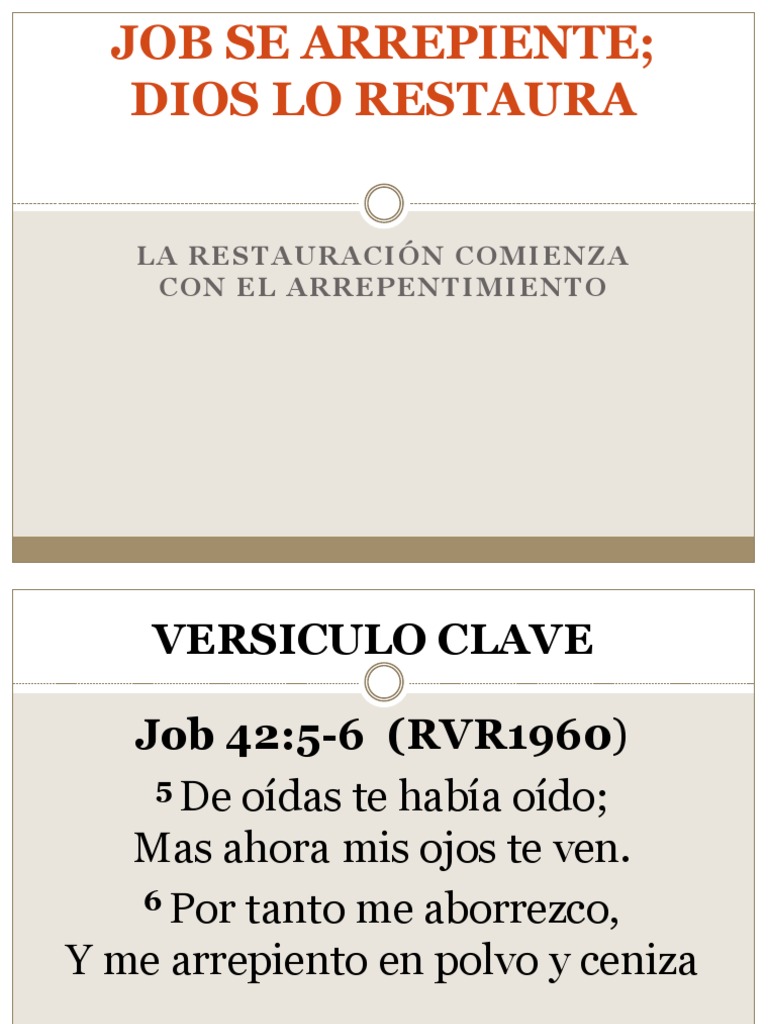 Job Se Arrepiente Dios Lo Restaura | PDF | Libro de trabajo | Dios