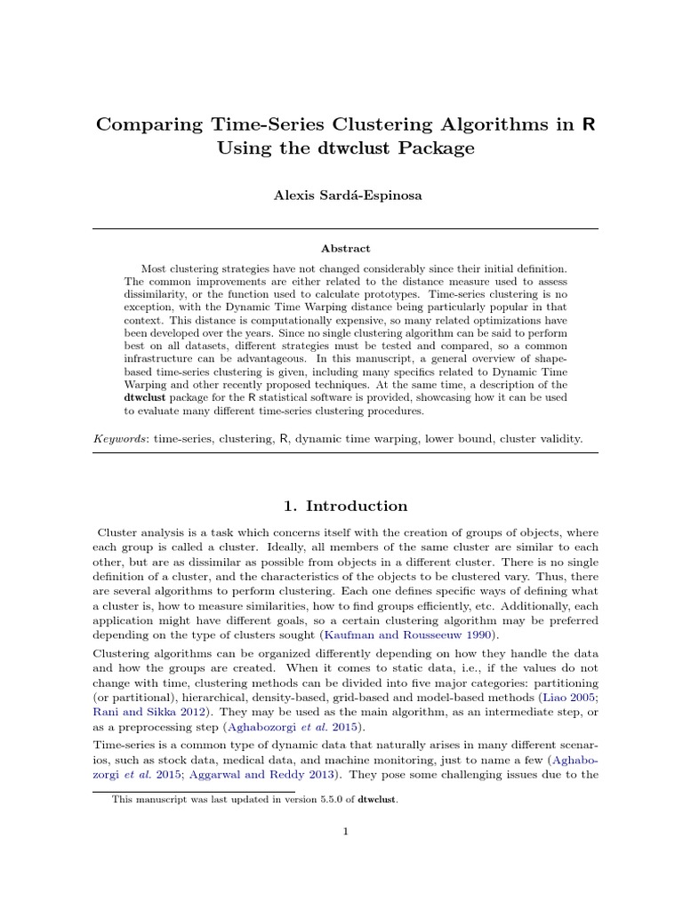 Dtwclust - Comparing Time Series Clustering Algorithms | PDF | Cluster Analysis | Time Series