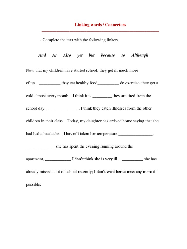 Linking Words - Practice | PDF | Career & Growth | Self-Improvement