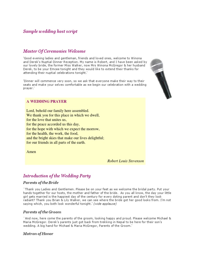 Sample Wedding Host Script | PDF | Wedding | Bridesmaid