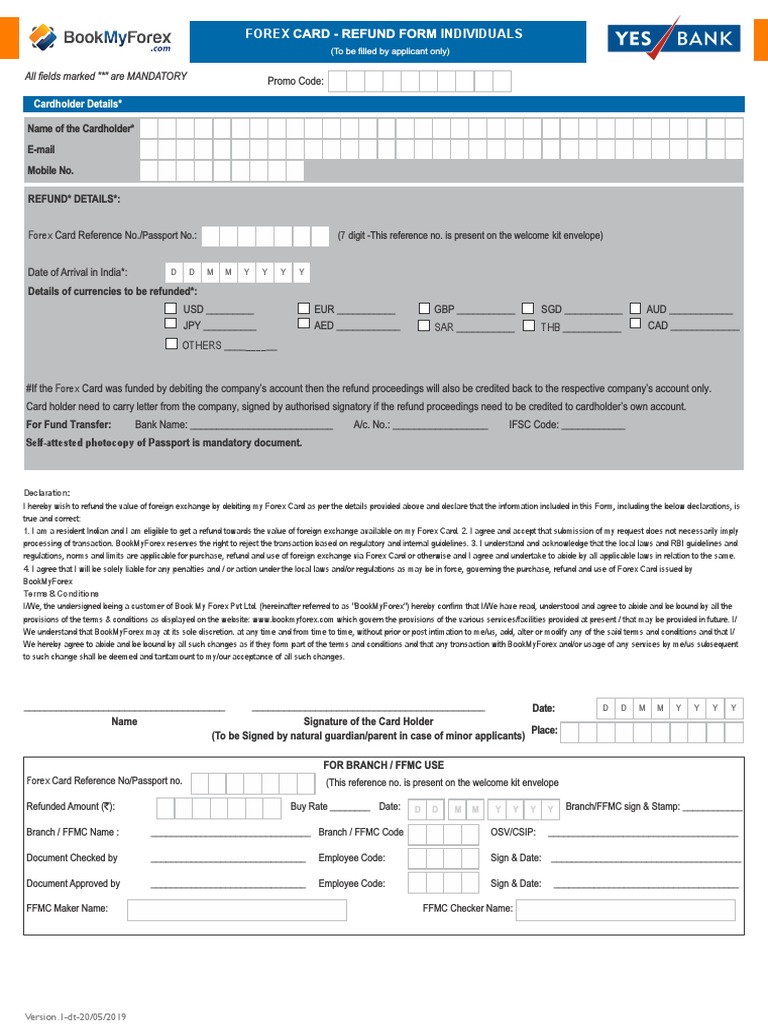 MCTC Refund Form | PDF | Foreign Exchange Market | Debit Card