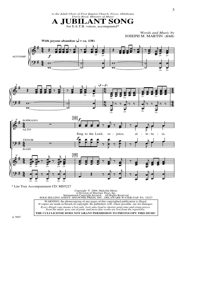 A Jubilant Song: With Joyous Abandon ( Ca. 138) | PDF | Copyright ...
