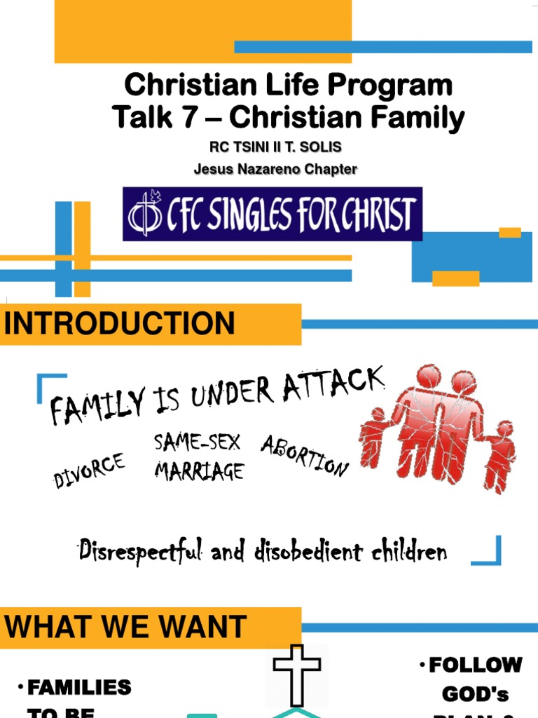 Christian Life Program Talk 7 - Christian Family: RC Tsini Ii T. Solis ...