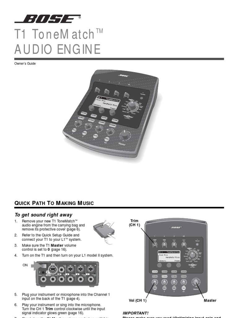 T1 Tonematch Audio Engine: Owner'S Guide | PDF | Electrical Connector ...