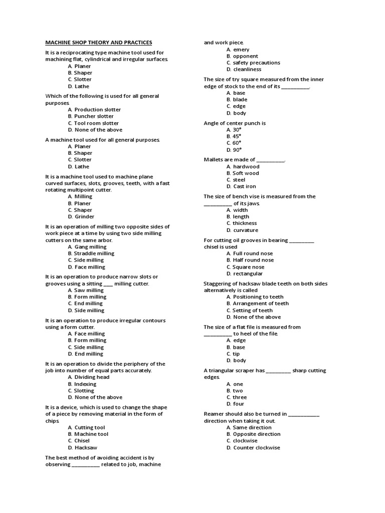 Machine Shop Theory and Practices | PDF | Drilling | Grinding (Abrasive ...