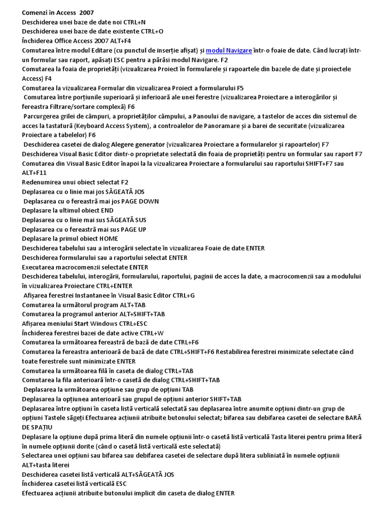 Comenzi in Access 2007 | PDF