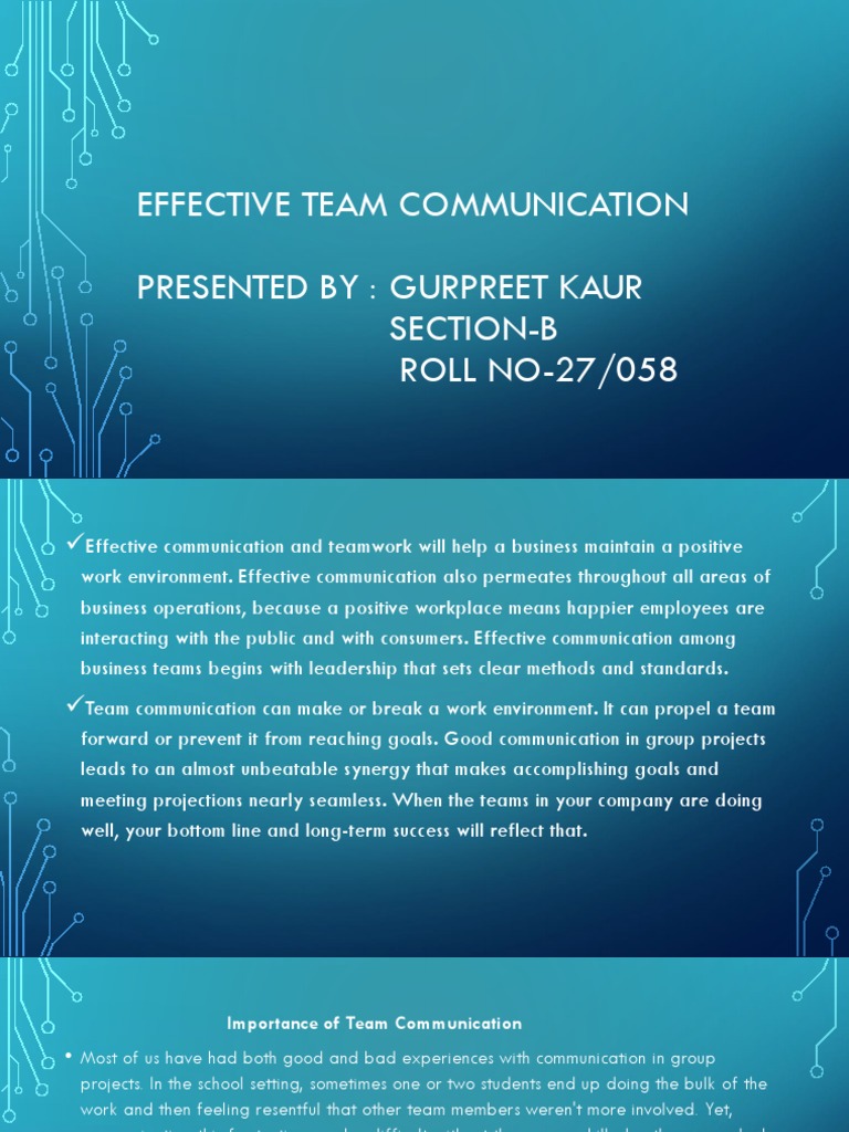 Effective Team Communication | PDF | Nonverbal Communication | Body ...