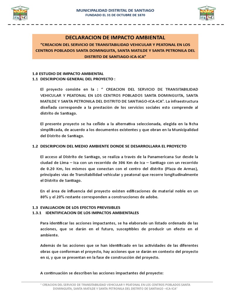Declaracion de Impacto Ambiental | PDF | Santiago | Río