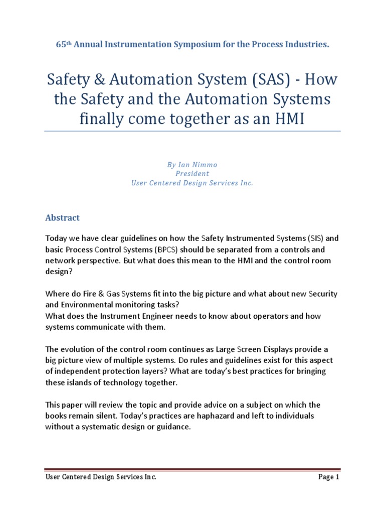 Safety & Automation System (SAS) | PDF | Input/Output | Instrumentation