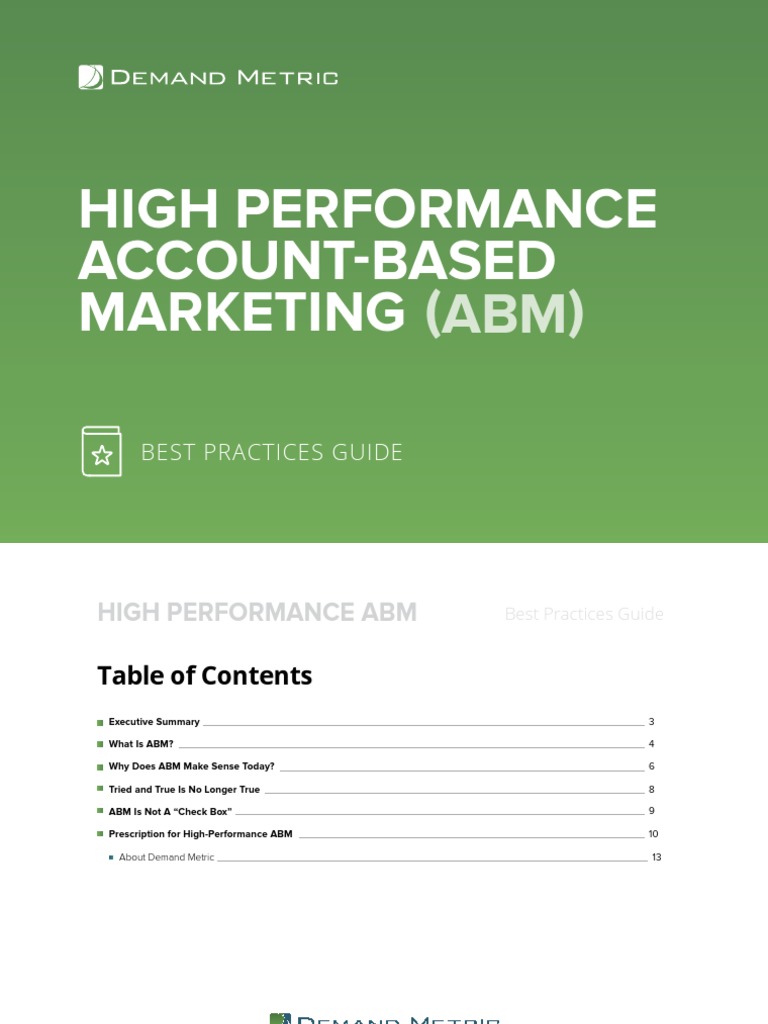 High Performance Abm Best Practices Guide | PDF | Sales | Market Segmentation