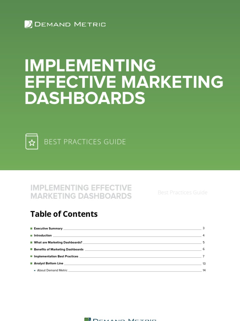 Implementing Effective Marketing Dashboards Best Practices Guide | PDF ...