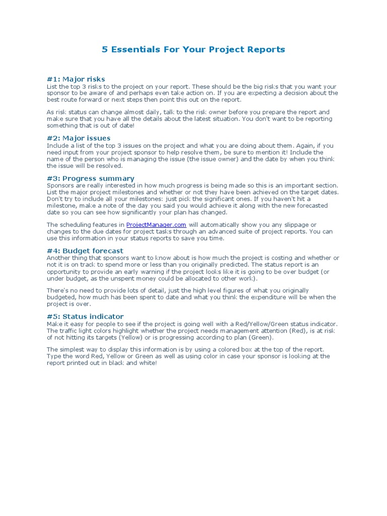 5 Essentials For Your Project Reports | PDF | Yellow | Green