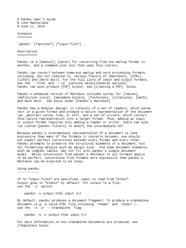 Pandoc Manual | PDF | File Format | Html