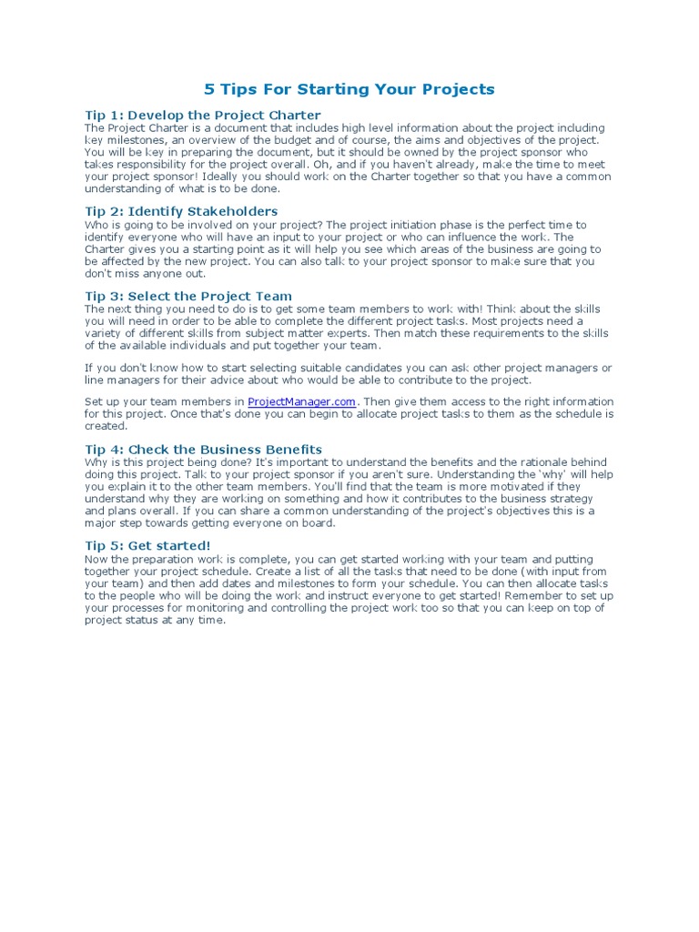 5 Tips For Starting Your Projects | PDF | Psychology | Cognitive Science