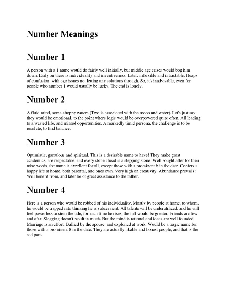 Number Meanings: An Analysis of the Significance of Numbers 1 Through ...