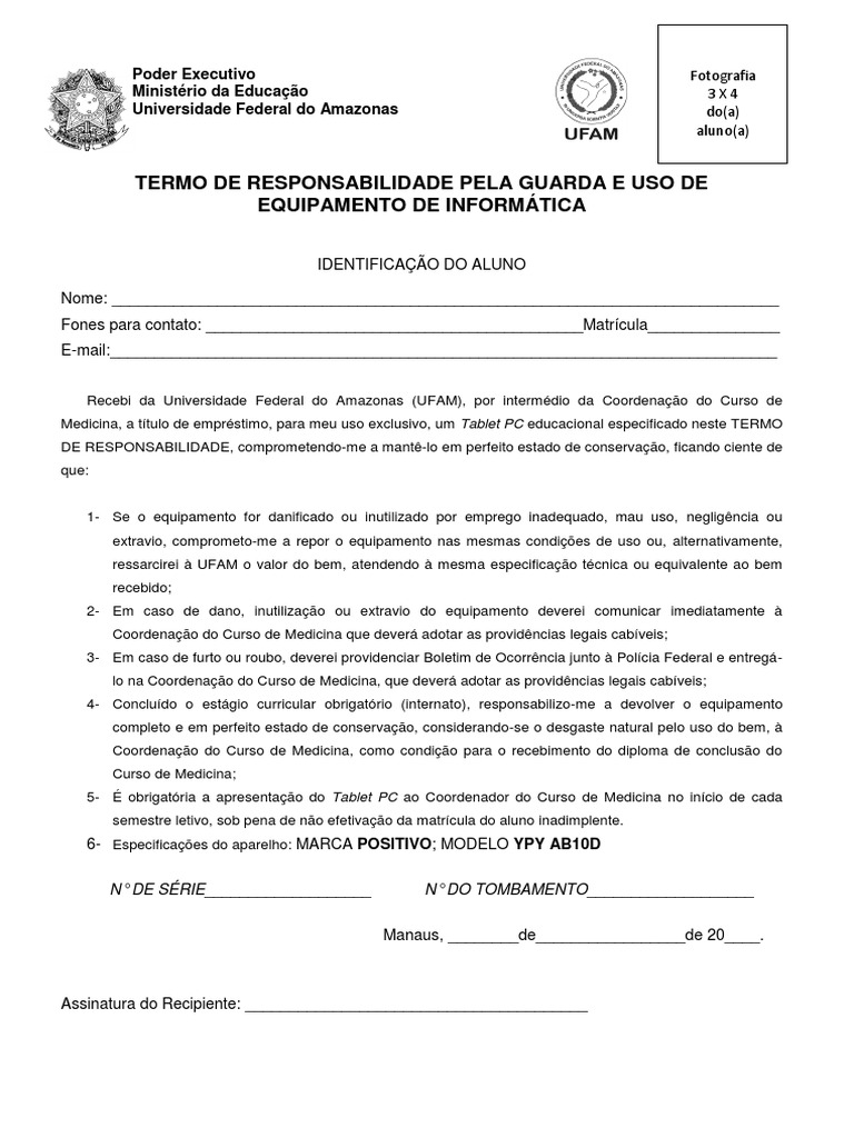 Termo de Responsabilidade Pela Guarda e Uso de Tablet - Definitivo ...