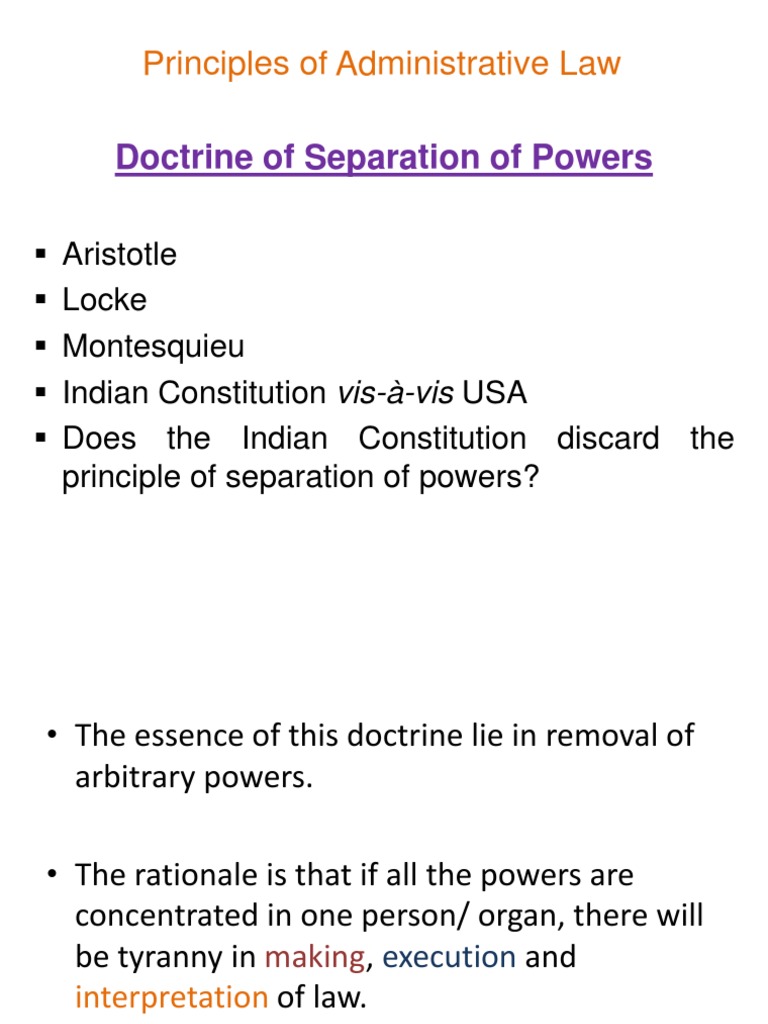 Separation Of Powers In Indian Constitution