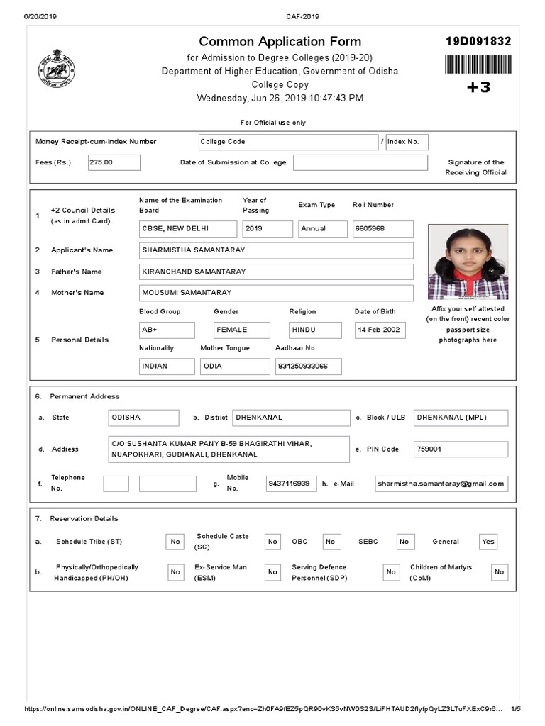 Common Application Form | PDF