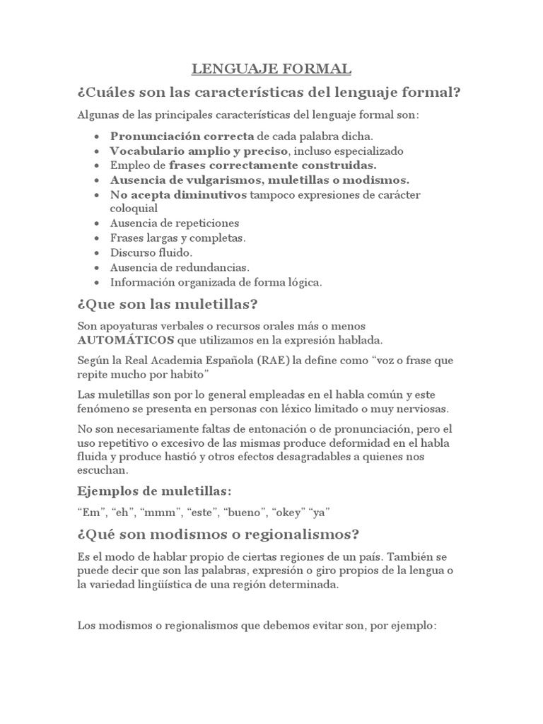 Lenguaje Formal | PDF | Lengua española | Habla