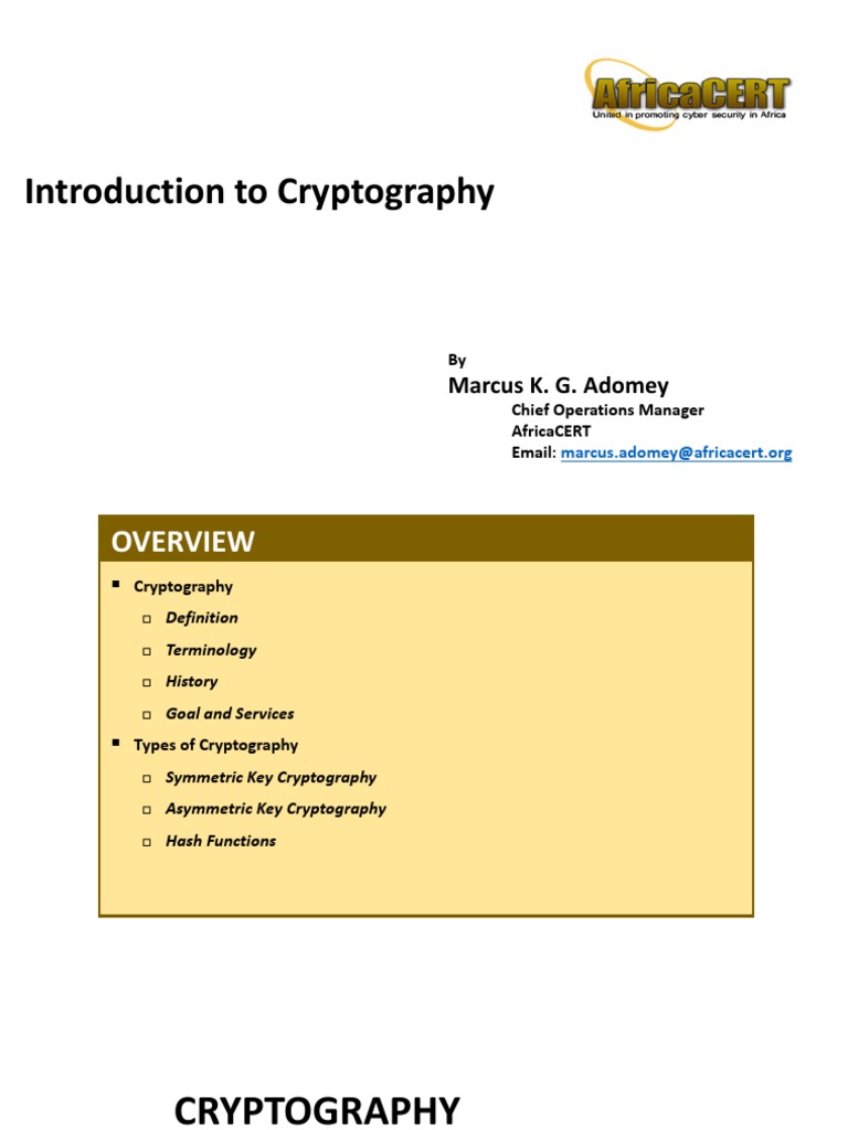 Introduction To Cryptography: Marcus K. G. Adomey | PDF | Cryptography ...