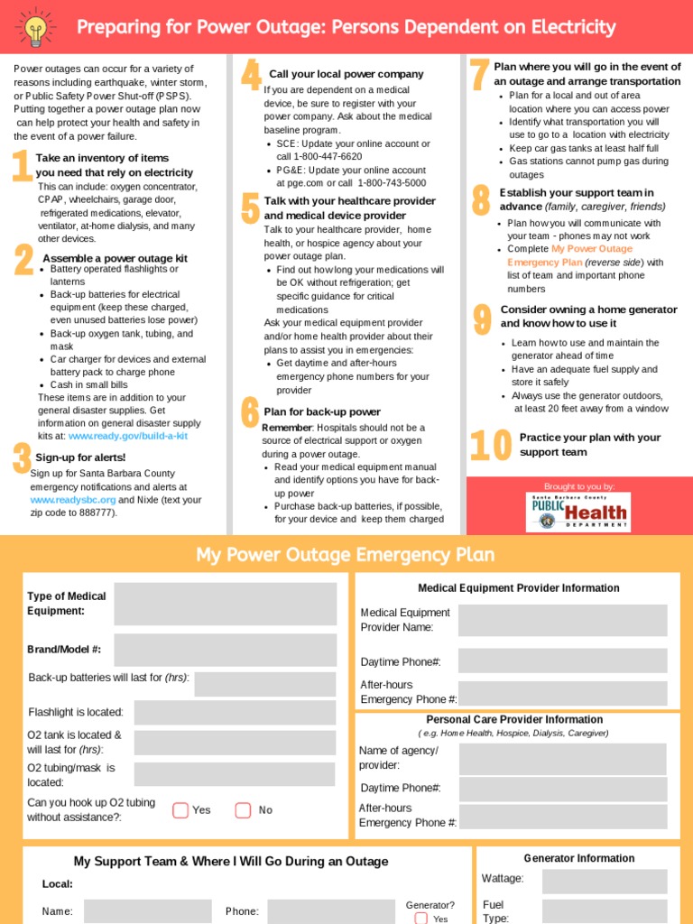 Preparing For Power Outage, Persons Dependent On Electricity | PDF ...