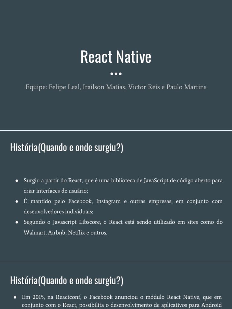 React Native | PDF | Script Java | Android (sistema operacional)