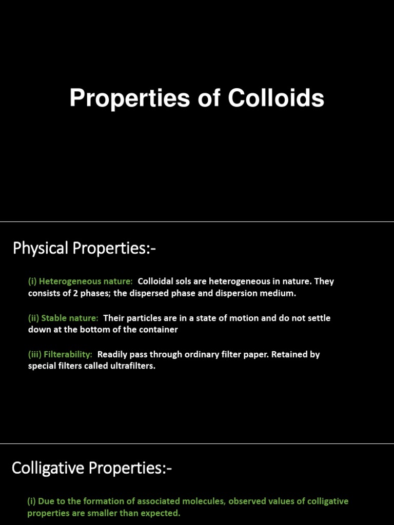 Properties of Colloids | PDF | Colloid | Brownian Motion