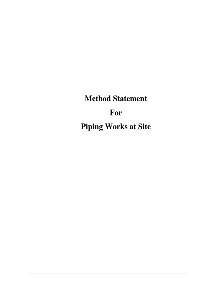 Method Statement Piping Works | PDF | Pipe (Fluid Conveyance) | Welding