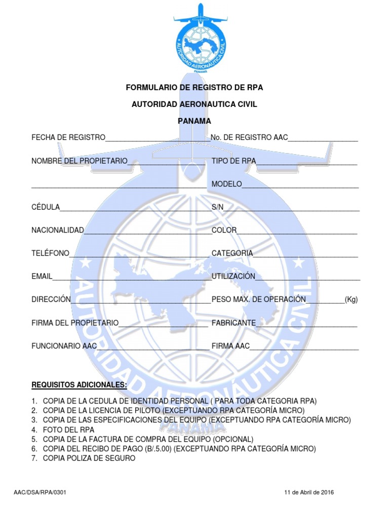 Formulario de Registro de RPA en Panamá | PDF