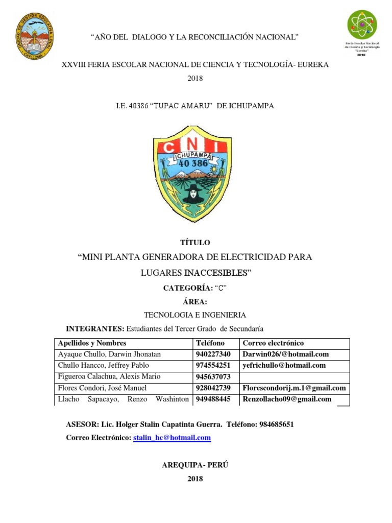 Proyecto Eureka 2018 | PDF | Corriente eléctrica | Energía renovable