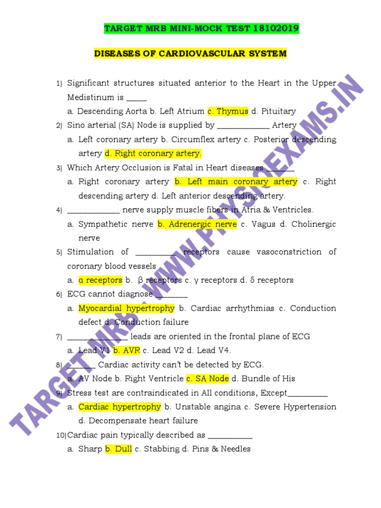 Physio MCqs | PDF | Coronary Circulation | Heart Failure