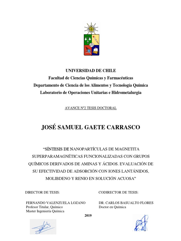 José Gaete Avance de Tesis 2 | PDF | Nanopartículas | Molibdeno