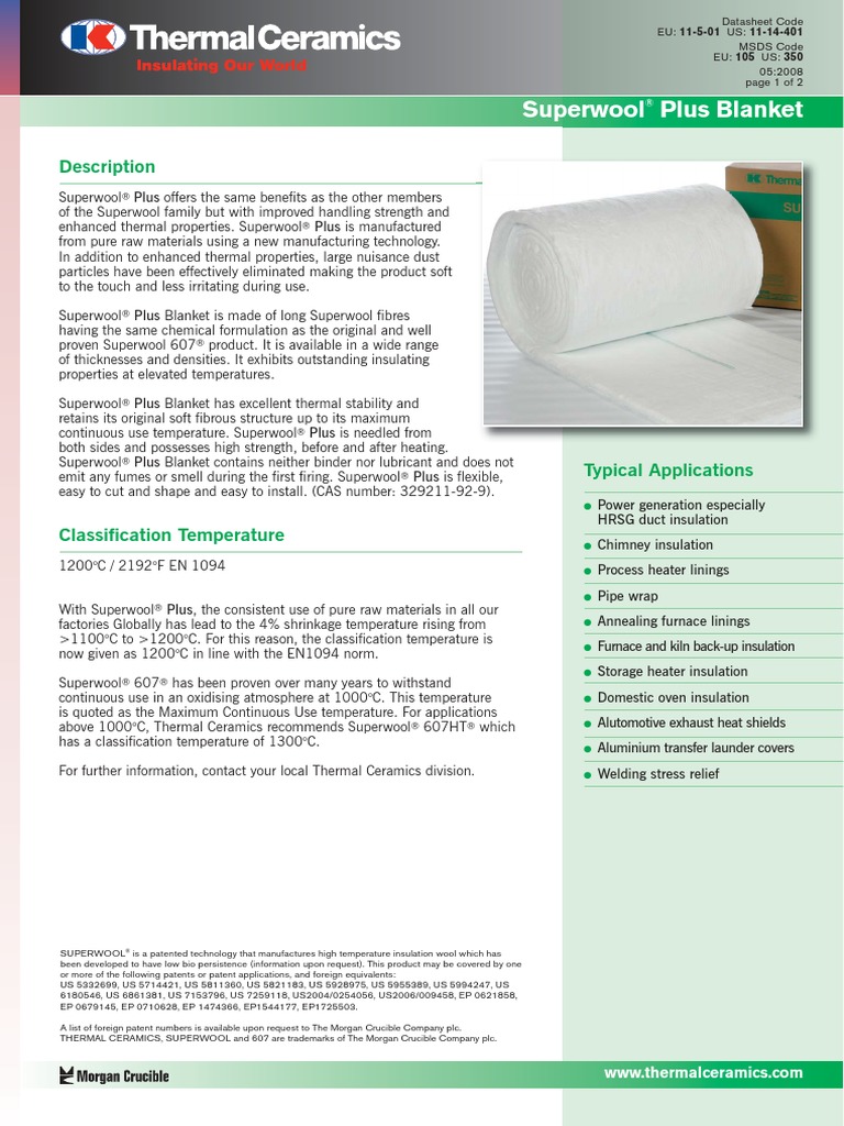 SuperWool Plus Blanket | PDF | Thermal Insulation | Furnace