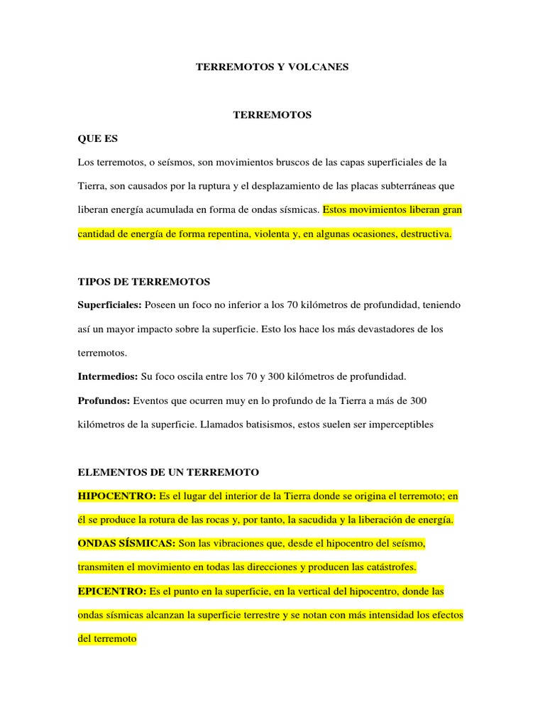 Terremotos y Volcanes: Guía Completa | PDF | Temblores | Volcán