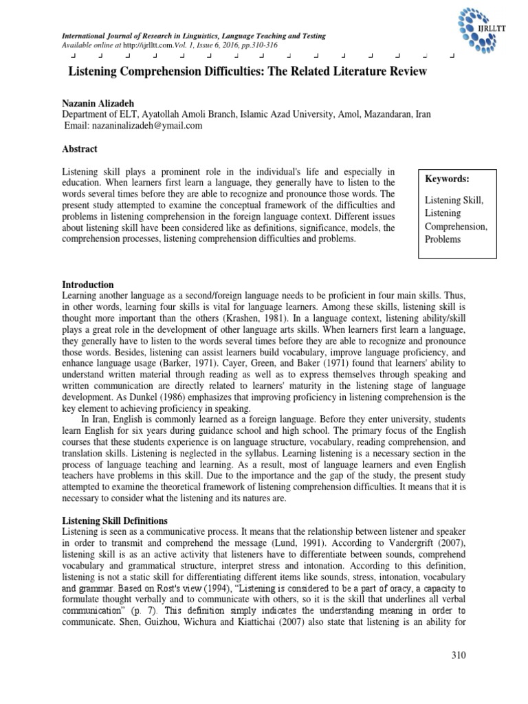 Listening Comprehension Challenges | PDF | Second Language | English As ...