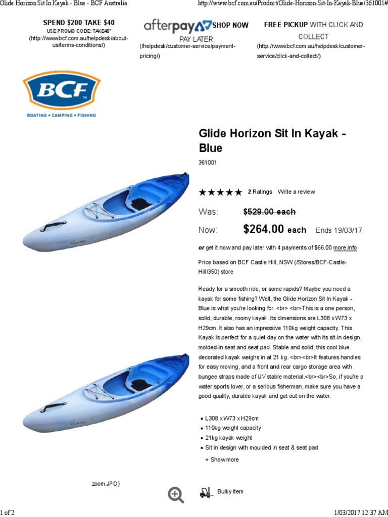 Glide Horizon Sit In Kayak - Blue - BCF Australia.pdf | Kayak