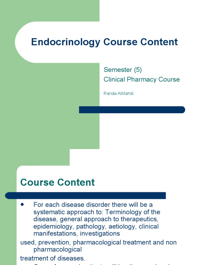 Endocrinology Course Overview and Topics | PDF | Diabetes | Adrenal Gland