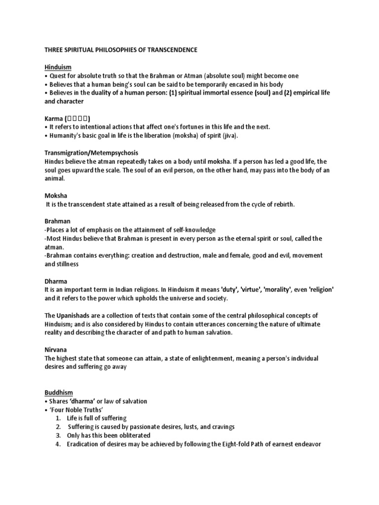 Spiritual Philosophies Of Transcendence Pdf Moksha Free Will