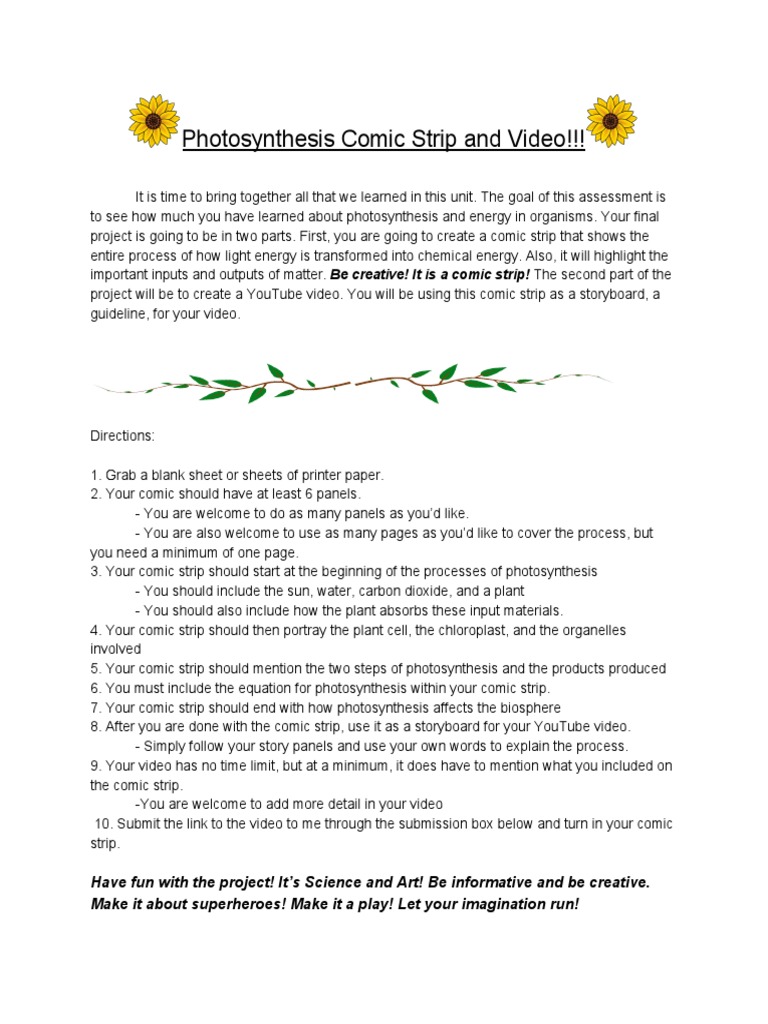 Photosynthesis Comic Strip and Video!!! | PDF