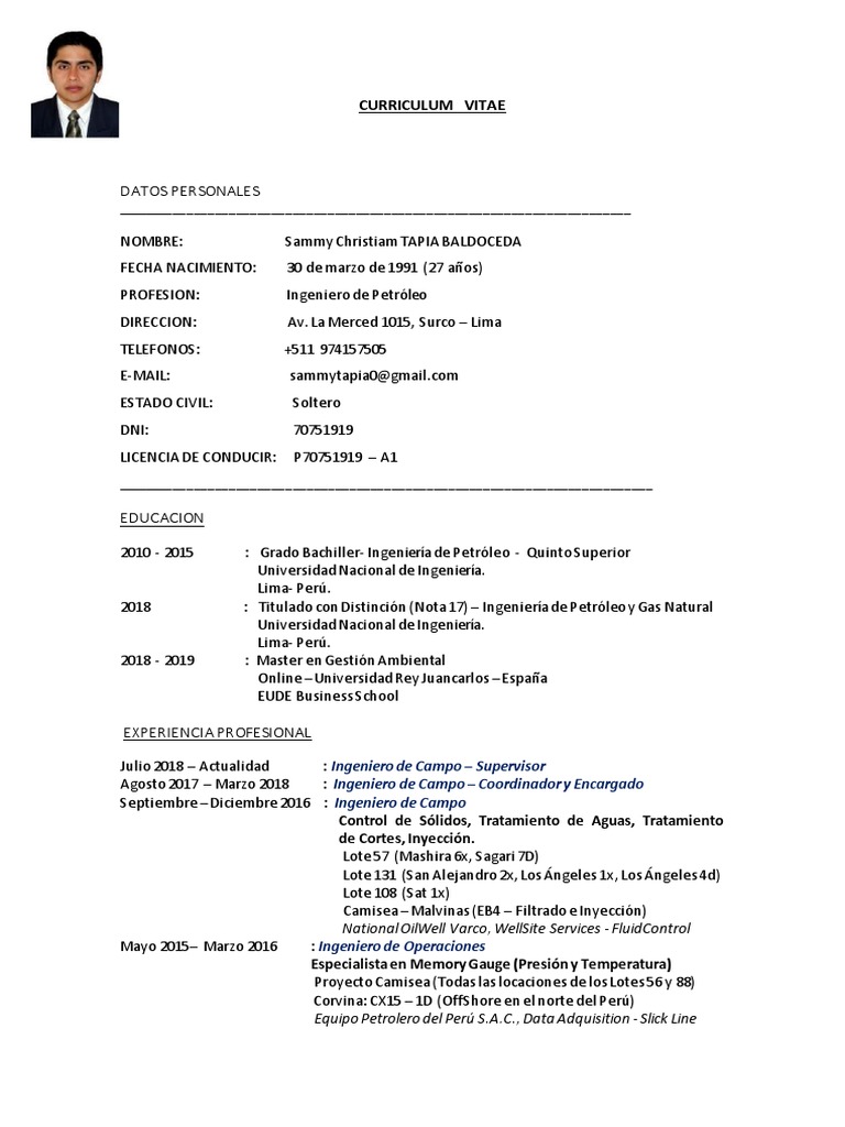 CV Sammy Tapia PDF | PDF | Science | Ingeniería